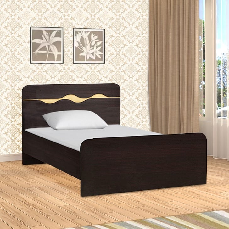 HomeTown Swirl Engineered Wood Box Storage Single Bed in Wenge Color on EMI Bajaj Mall