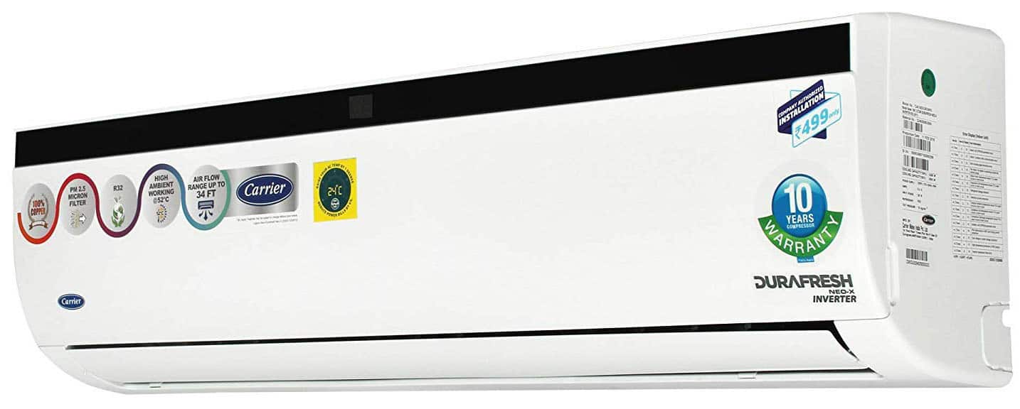Carrier 2 Ton 3 Star Split Ac White Copper Condenser 24k Emperia Neo